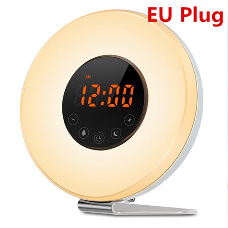 LED Natural Wake-Up Light Sunrise Simulation Alarm Clock FM Radio Night ...