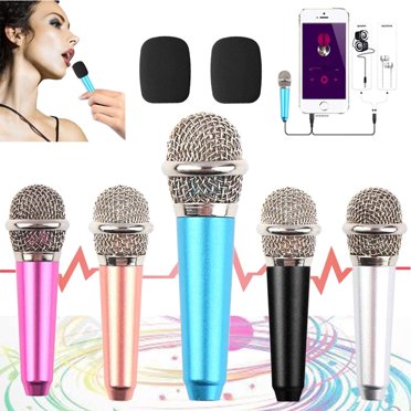 Cheers US 3 5mm Mini Condenser Microphone Phone Karaoke Mic with Stand ...