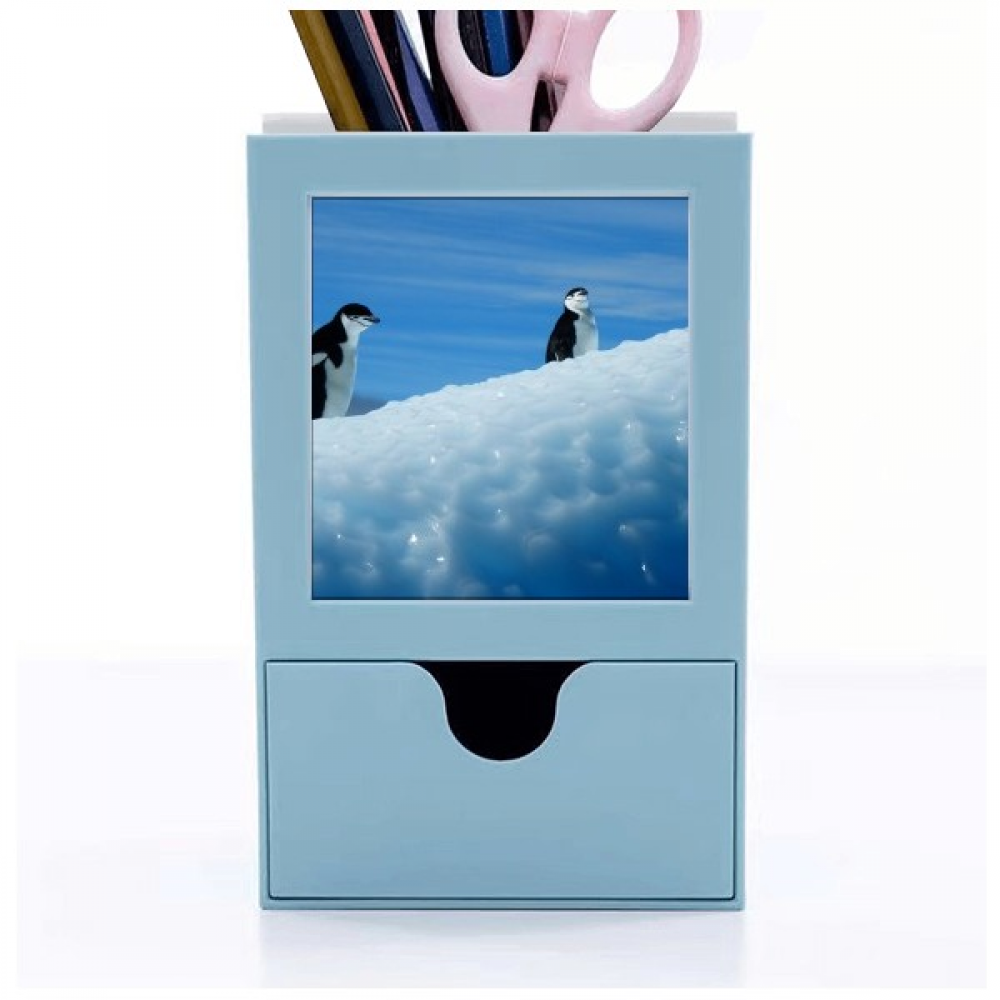 Two Antarctic Penguins Science Nature Picture Desk Supplies Organizer ...