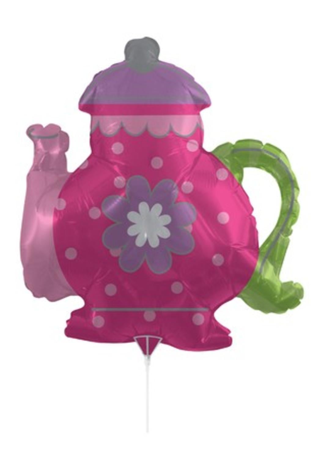 Pack of 10 Metallic Teapot Purple Pink and Green Foil Party Balloons ...