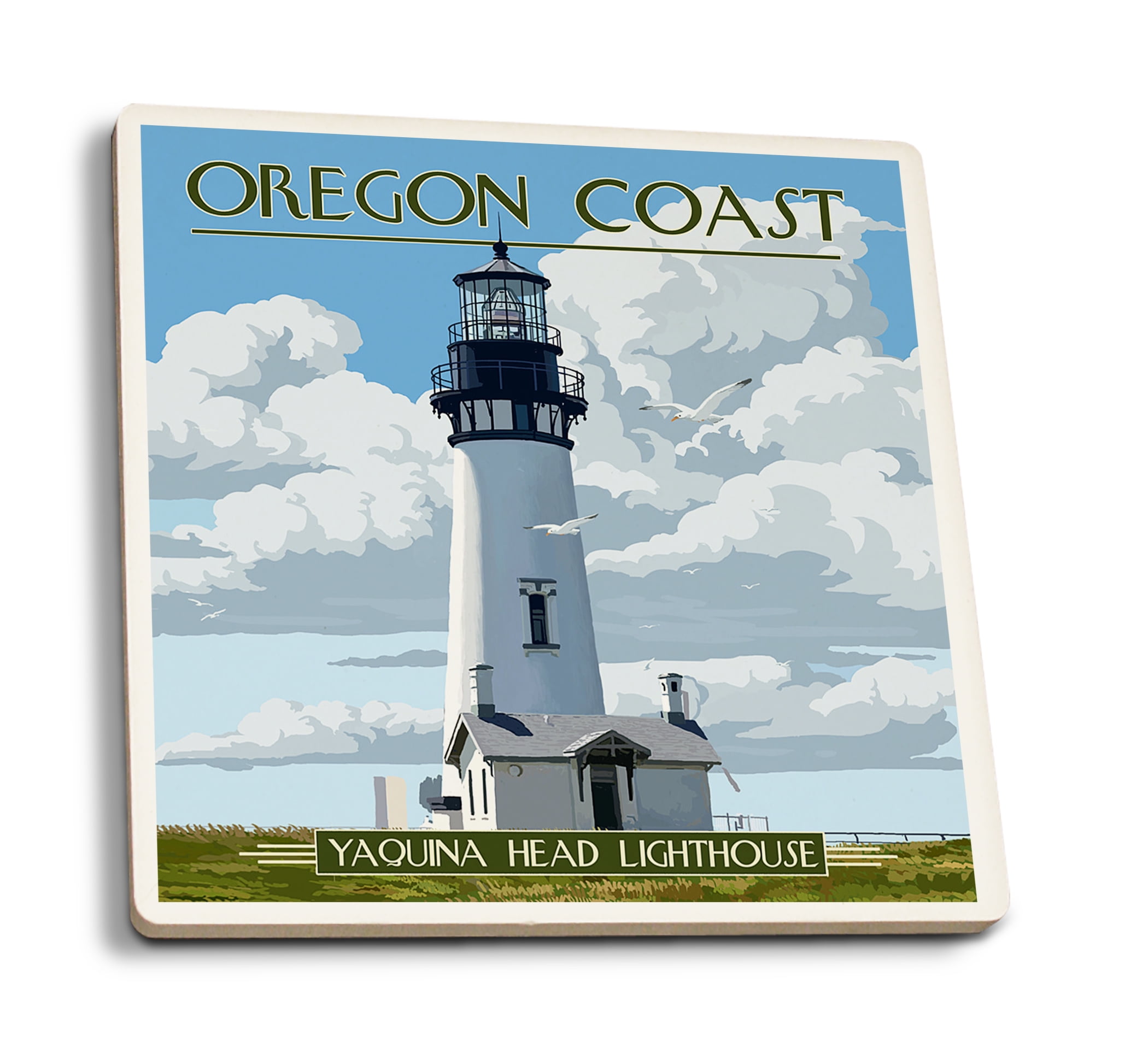 Oregon Coast, Yaquina Head Lighthouse (Absorbent Ceramic Coasters Set ...