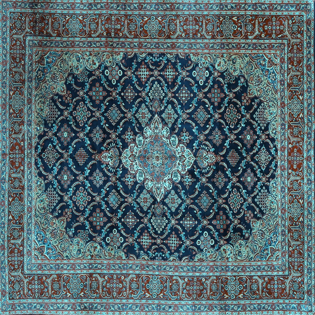 Ahgly Company Indoor Square Medallion Light Blue Traditional Area Rugs ...