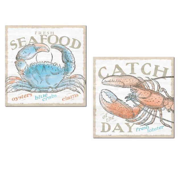 Nautical Fresh Seafood Blue Crab and Catch Of The Day Red Lobster Set ...