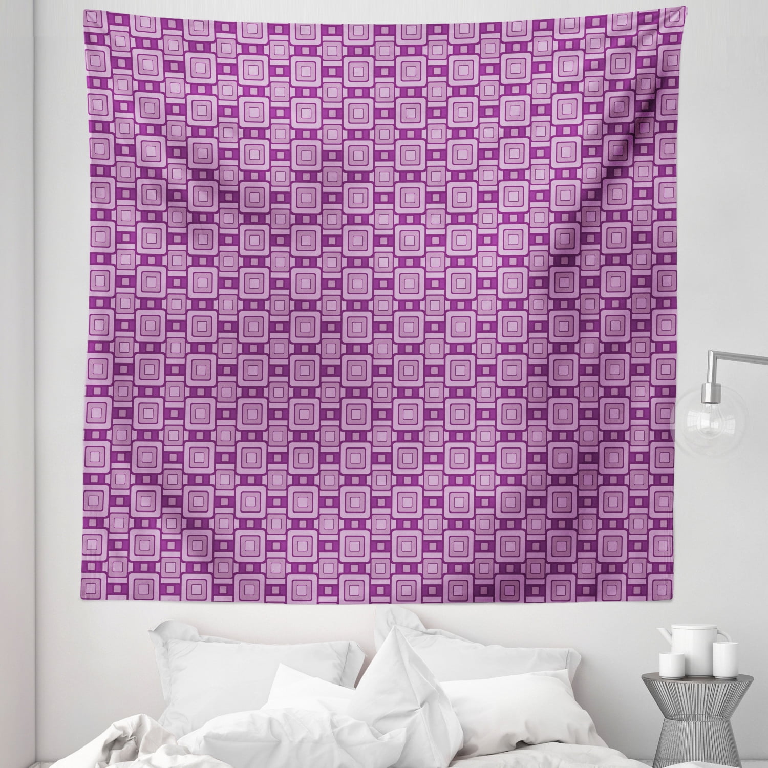 Lilac Tapestry, Geometrical Retro Modern Style Tile Design with Square ...
