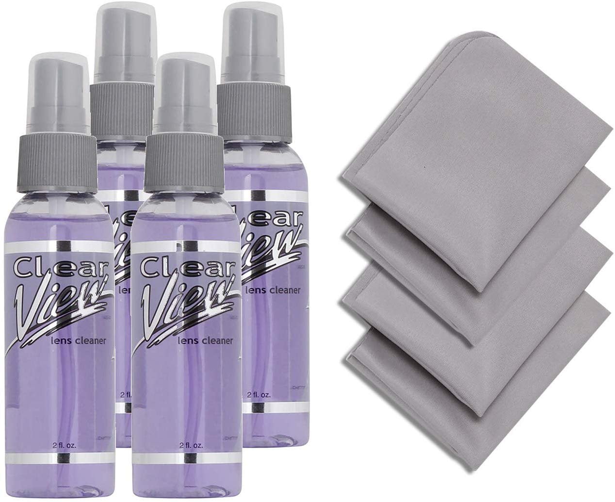 Lens Cleaning Bundle, Four 2 oz Bottles Clearview Lens Cleaner, Four MF ...