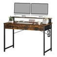 Dextrus 40" Computer Desk with Monitor Stand & 3 Drawers, Modern Small ...
