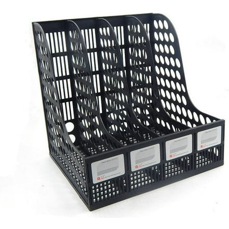 Plastic 4 Compartments File Rack Paper Holder Desktop File Sorter ...