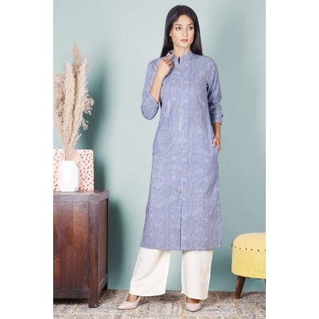 Striped A-Line Cotton Kurta With Pockets - Walmart.ca