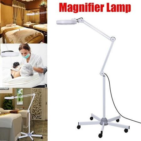 WALFRONT Magnifying Lamp,LED Glass Adjustable Rolling Floor Stand ...
