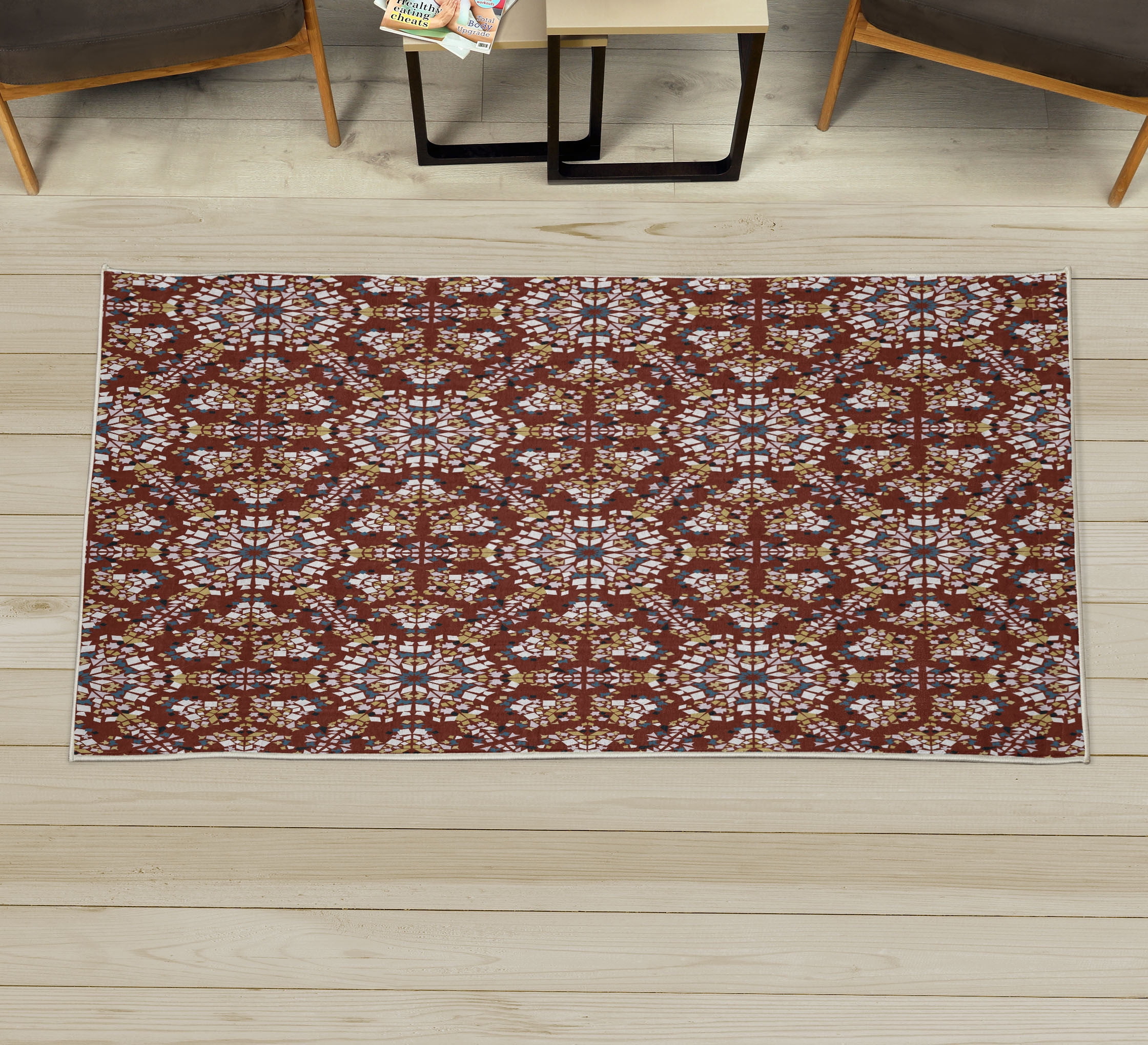 Mosaic Decorative Rug, Antique Roman Time Inspired Rock Design with ...