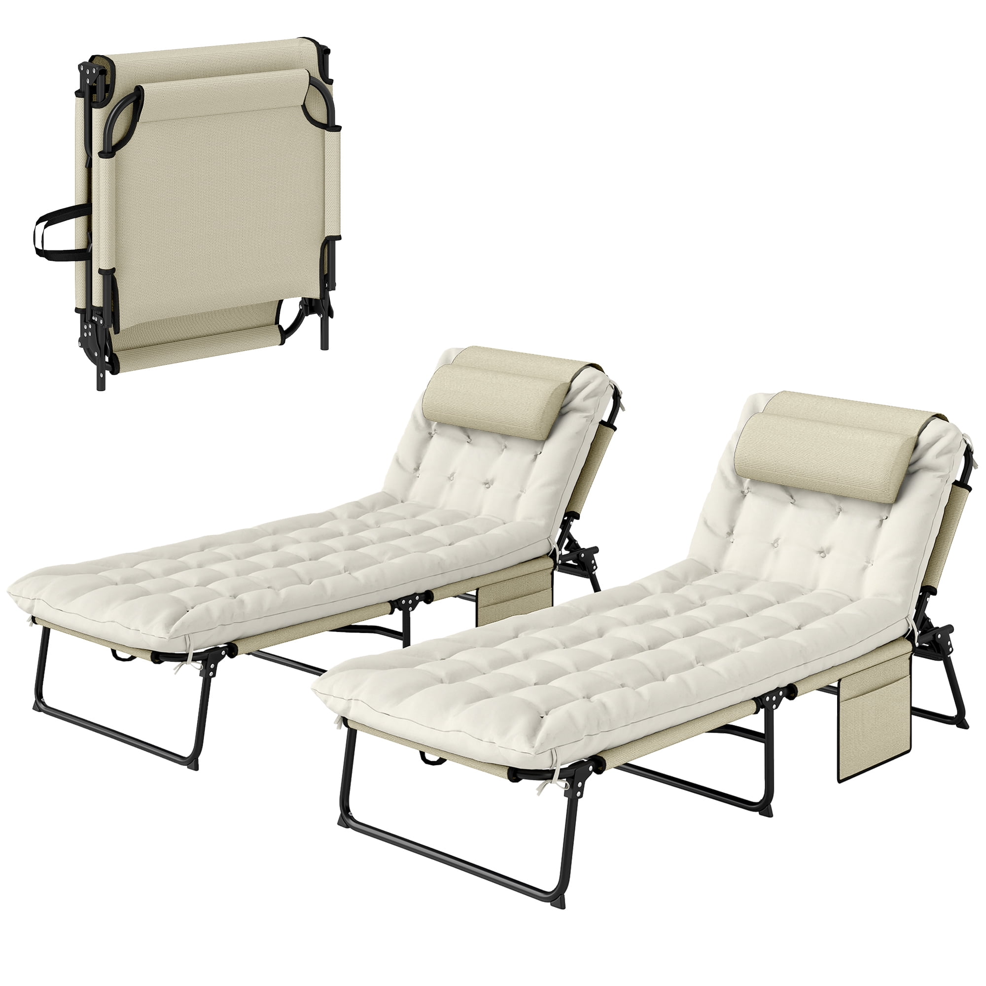 Click here for Outsunny 2 Pcs Folding Lounge Chairs  Reclining Ta... prices