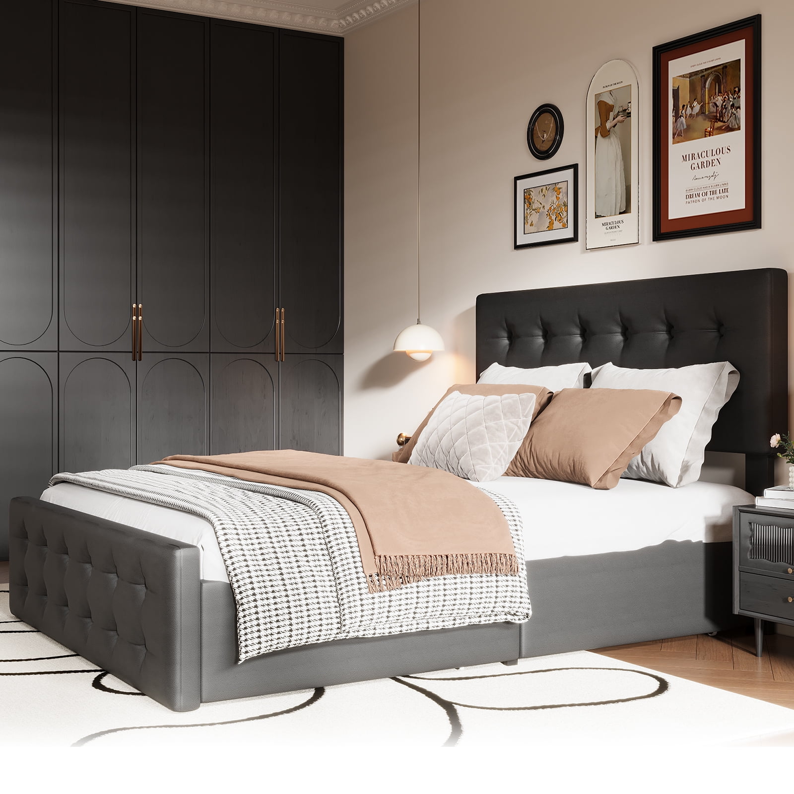 Click here for Intime Upholstered Platform Bed With 4 Storage Dra... prices