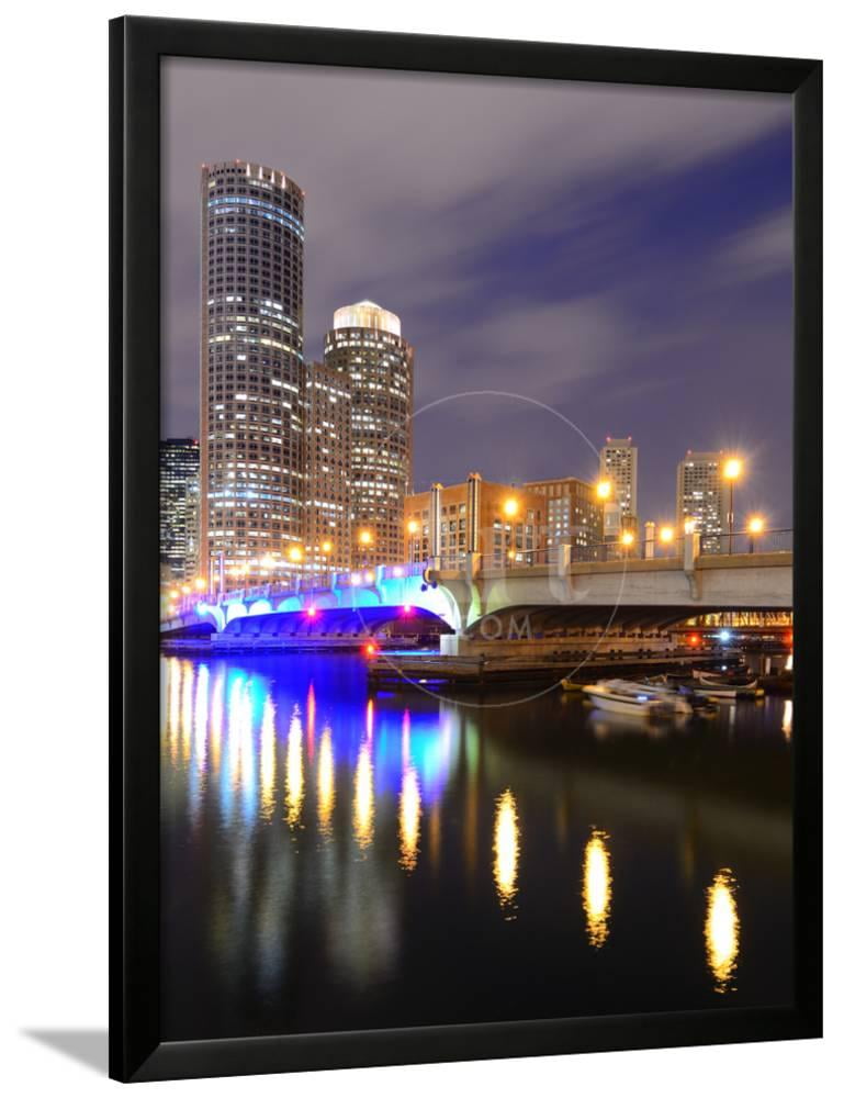Boston, Massachusetts Financial District from Boston Harbor, Framed Art ...