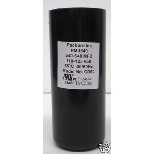 Packard PMJ540 Motor Start Capacitor. 540-648 MFD UF / 110-125 VAC ...