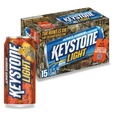 Keystone Light Beer, 15 Pack, 12 fl oz Aluminum Cans, 4.1% ABV, Light ...