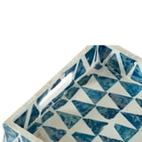 Decorative Triangle Pattern Rectangular Tray - 14" x 8" x 2" - Blue ...