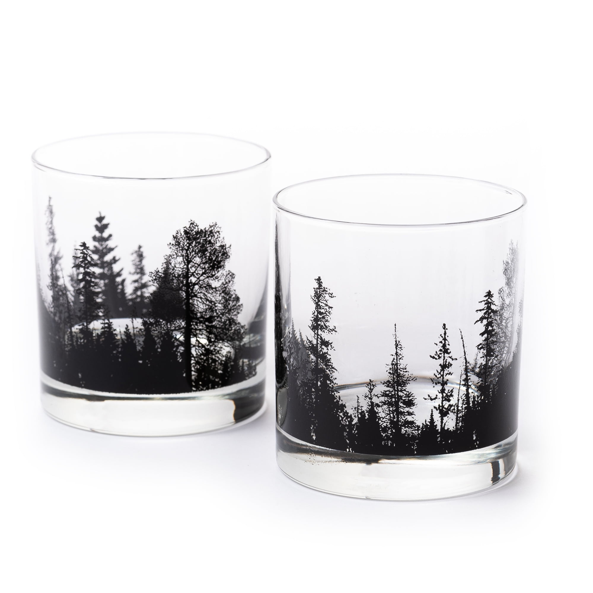 Black Lantern Glassware Set - Forest Landscape - 2 Tumbler Glasses ...