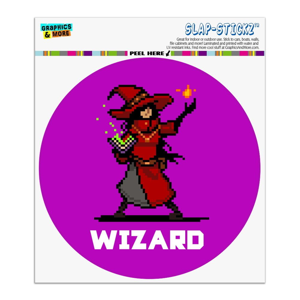 8-Bit Pixel Retro Wizard Mage Caster Games RPG Automotive Car Window ...