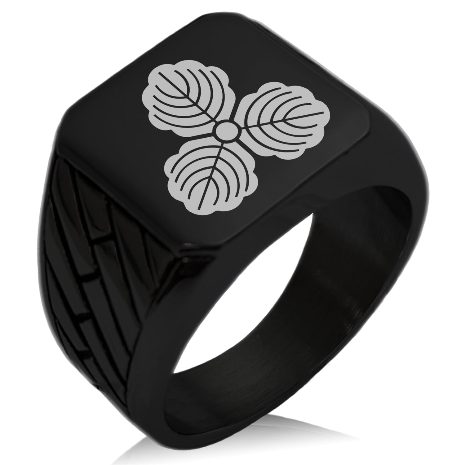 Stainless Steel Kasai Samurai Crest Geometric Pattern Biker Style ...