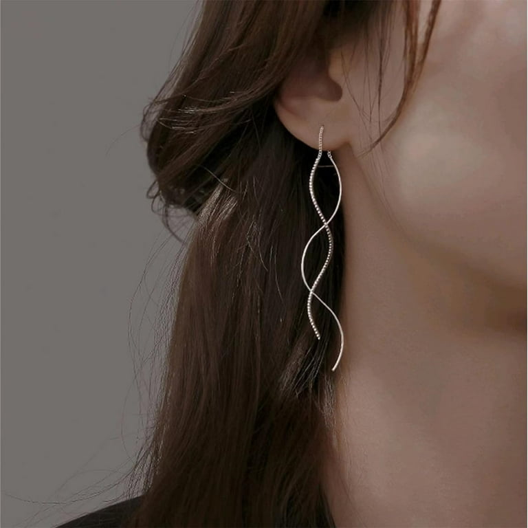 Simple long drop earrings store