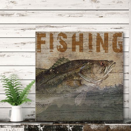 Fishing Lodge Gallery-Wrapped Canvas Wall Art, 16x16 - Walmart.com ...