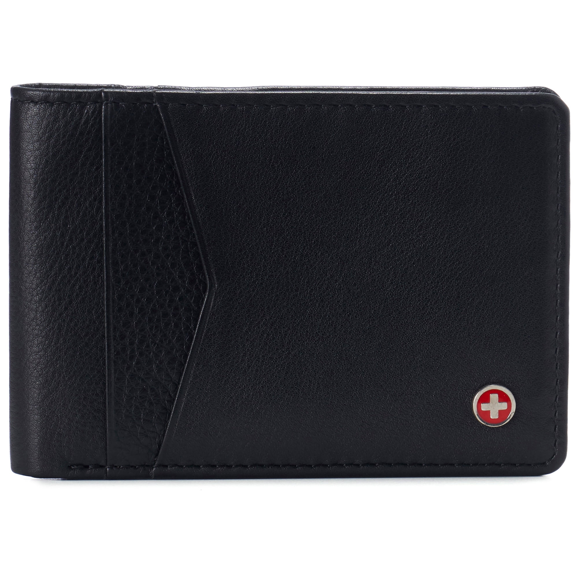 Alpine Swiss Mens Slimfold Wallet RFID Safe Bifold Genuine Leather ID ...