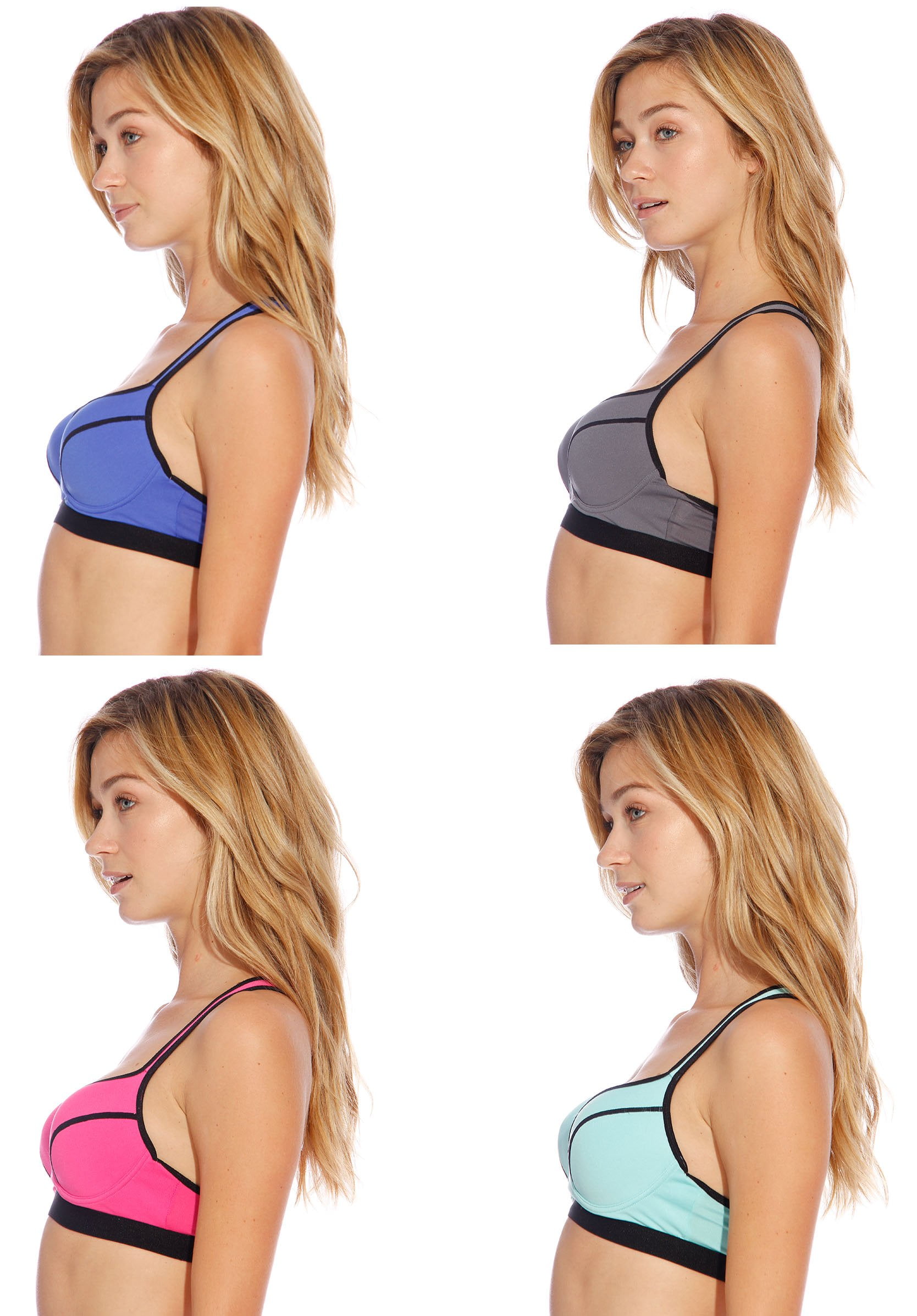 Just Intimates Racerback Sports Bra Bras For Women Pack Of 4 Play On Bra Pack 44d
