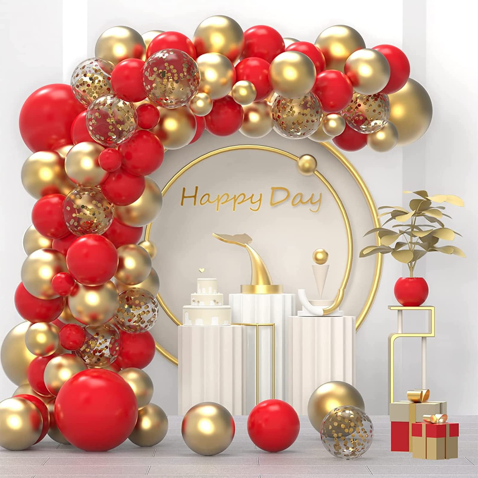 Red Gold Balloons Garland Kit, 30Pcs 12 inches Red and Gold Balloons ...