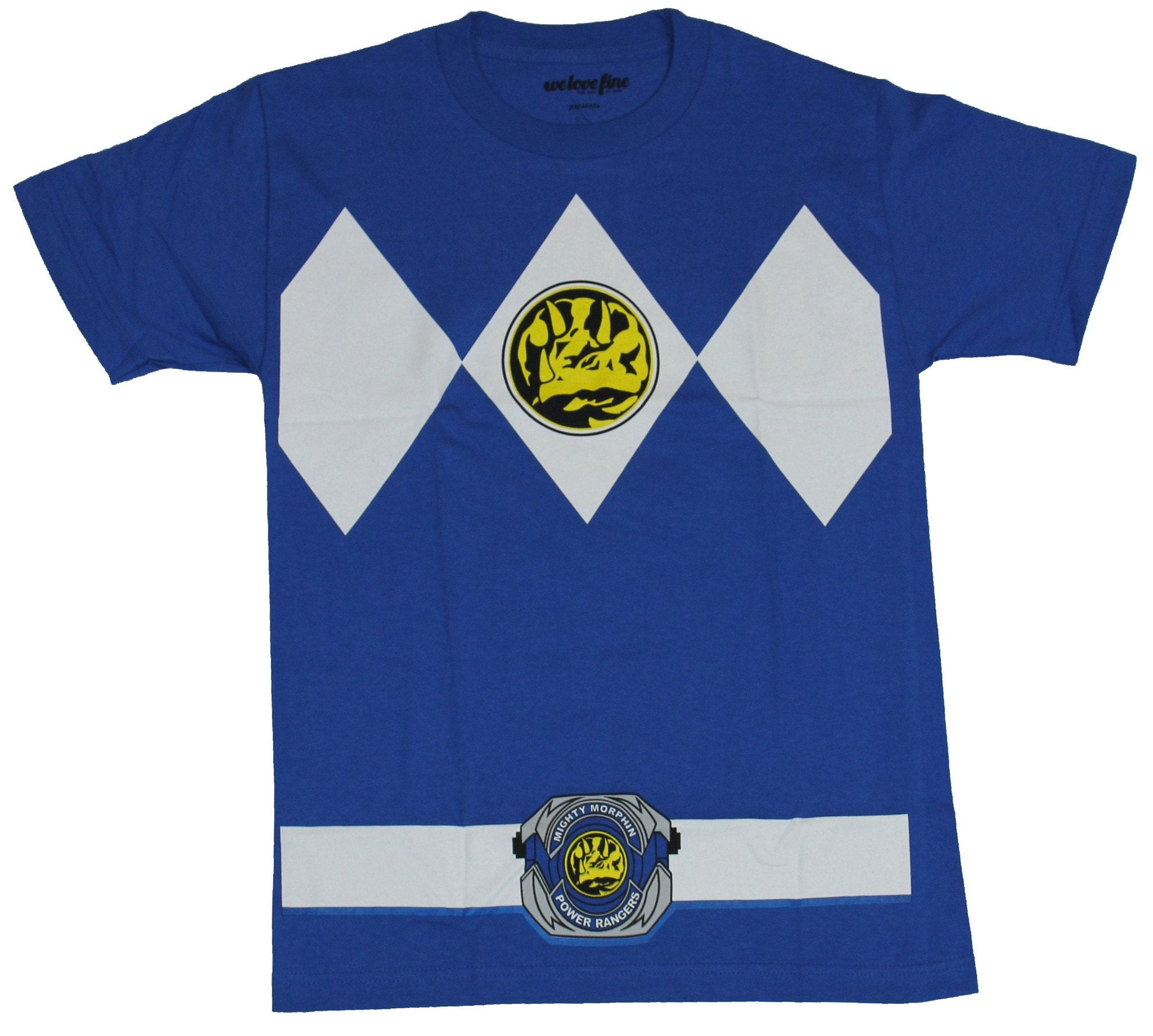 Mighty Morphine Power Rangers Mens T-Shirt - Blue Ranger Costume Front ...
