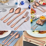 VeSteel 20-Piece Copper Silverware Set, Stainless Steel Flatware for 4 ...