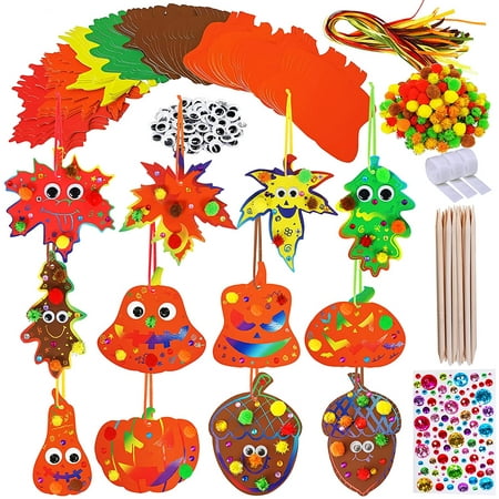 72 Sets Magic Color Scratch Fall Pumpkin Maple Leaf Acorn Ornaments ...