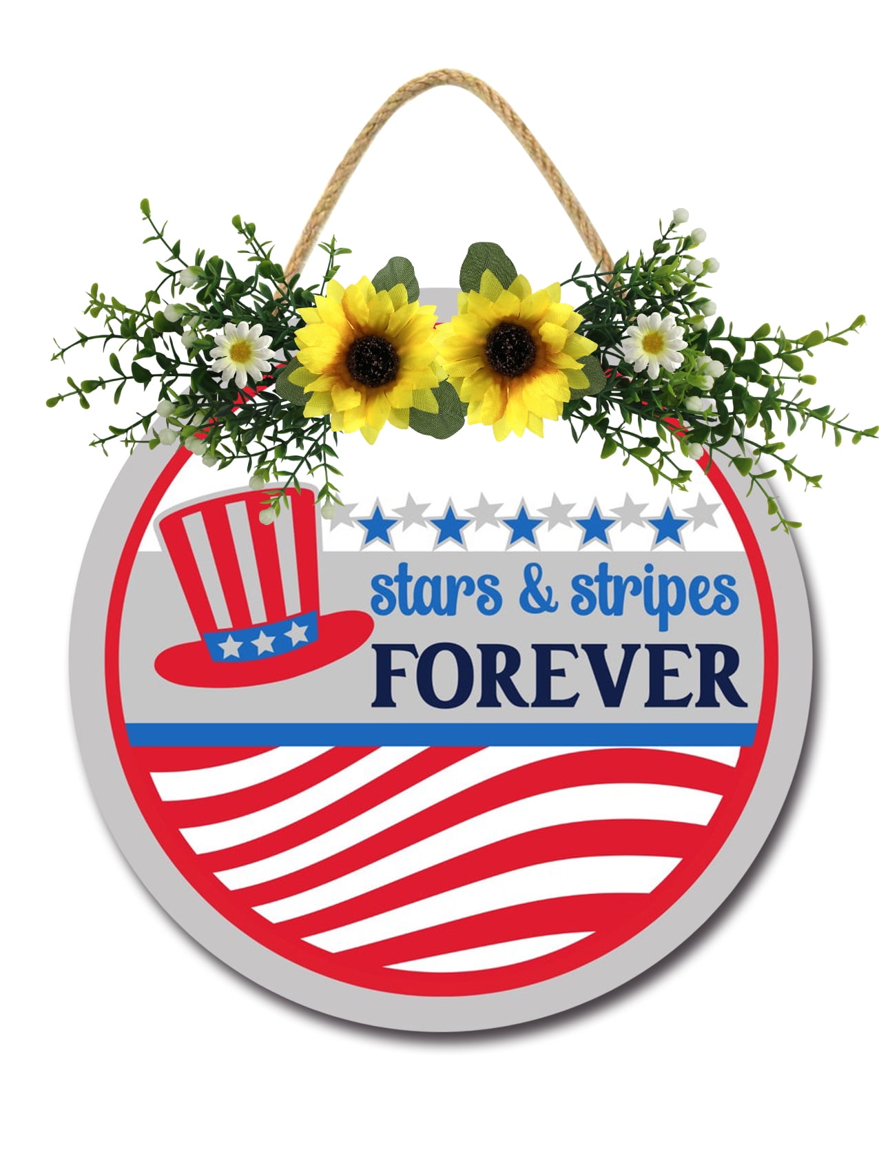 Eveokoki Stars & Strips Forever Front Door Sign Funny Wreaths Hanging ...