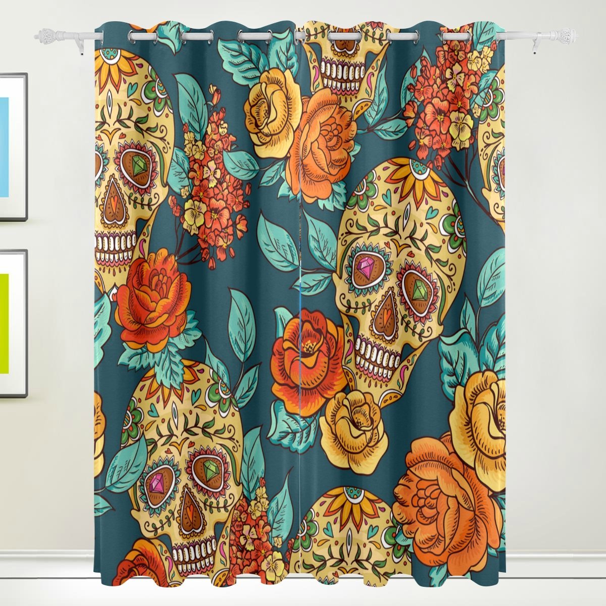 Click here for Erehome Skull Diamond And Flowers Background Windo... prices