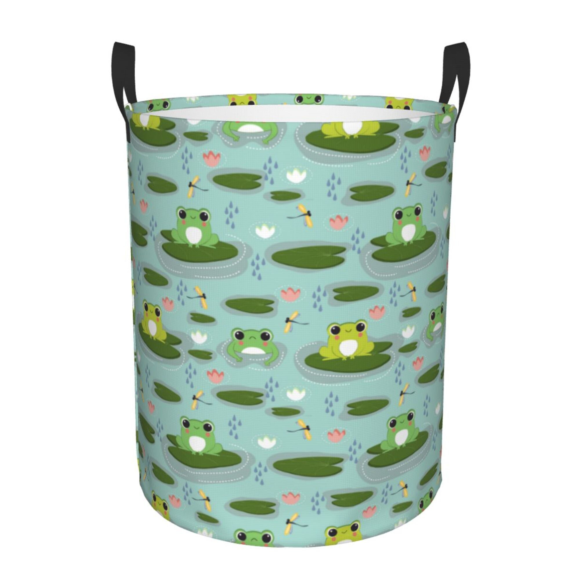 TEQUAN Waterproof Laundry Hampers, Cute Frogs Dragonfly Animals Pattern ...