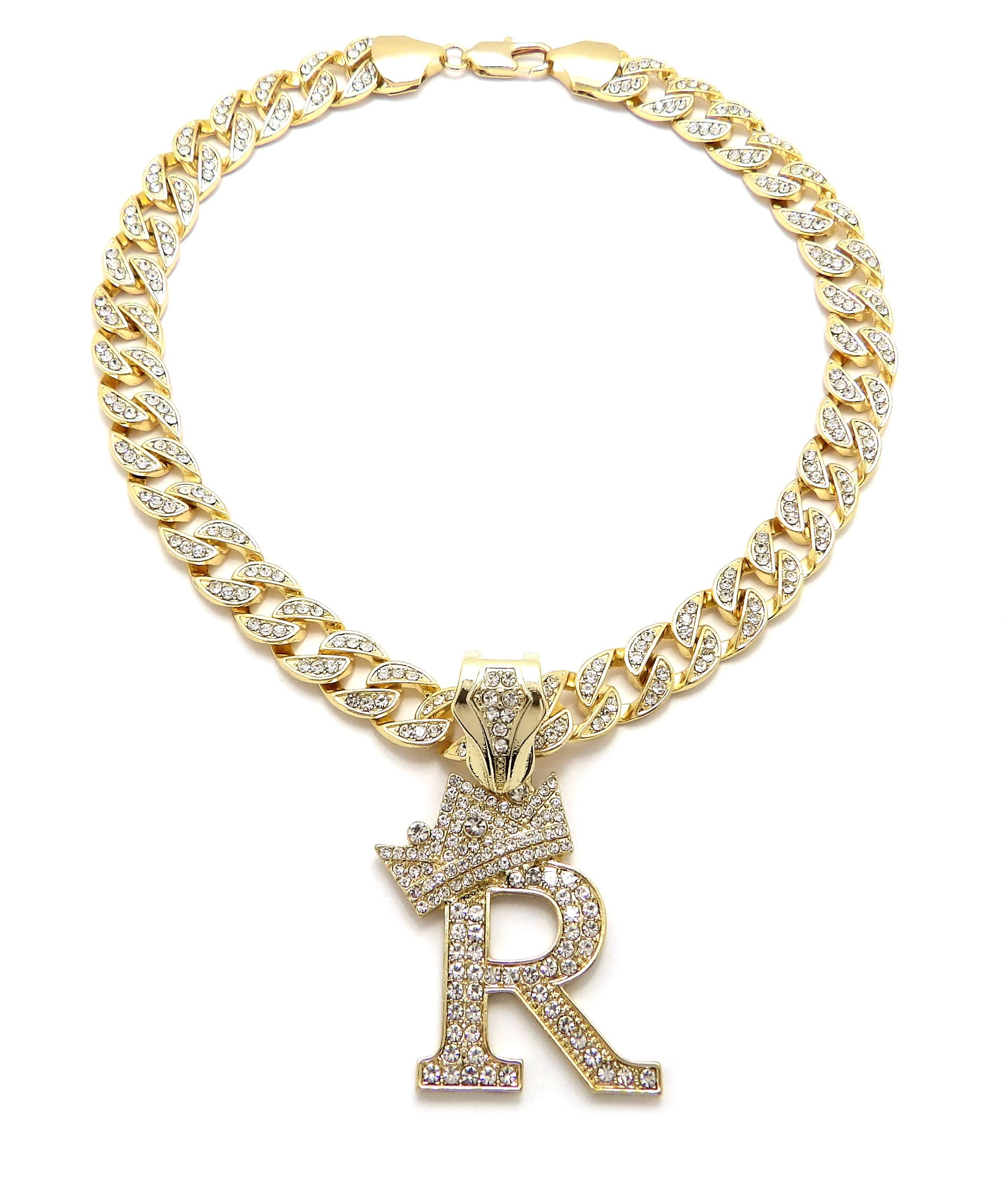 iJewelry2 Kings and Queens Crowned Initial Letter R Crystals Pendant ...