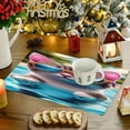 7 Piece Linen Table Runner and Placemats Set, Cat Sunglasses Pool ...