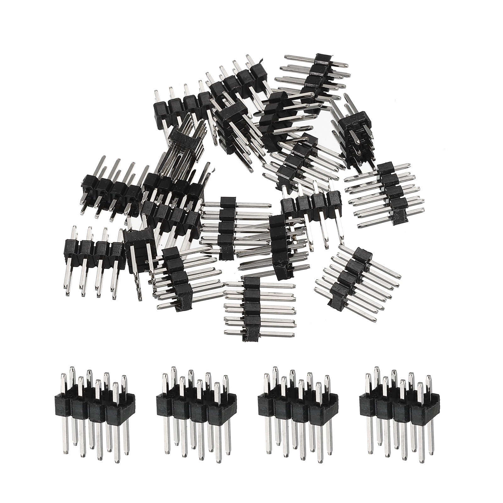Uxcell Pack of 20 Straight Pin Header DIP Double Row 4 Pin 2.54mm Pitch ...