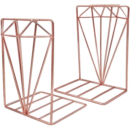 Bookends Metal Rose Gold Bookcase Collection - 3D Stereo Diamond Design ...