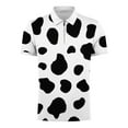 Aipewai Men Casual Printed Short Sleeve Turn Down Collar Zipper Tee
