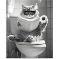Affixzi Cat Bathroom Wall Art, Animal Black White Pictures Decor, Print ...