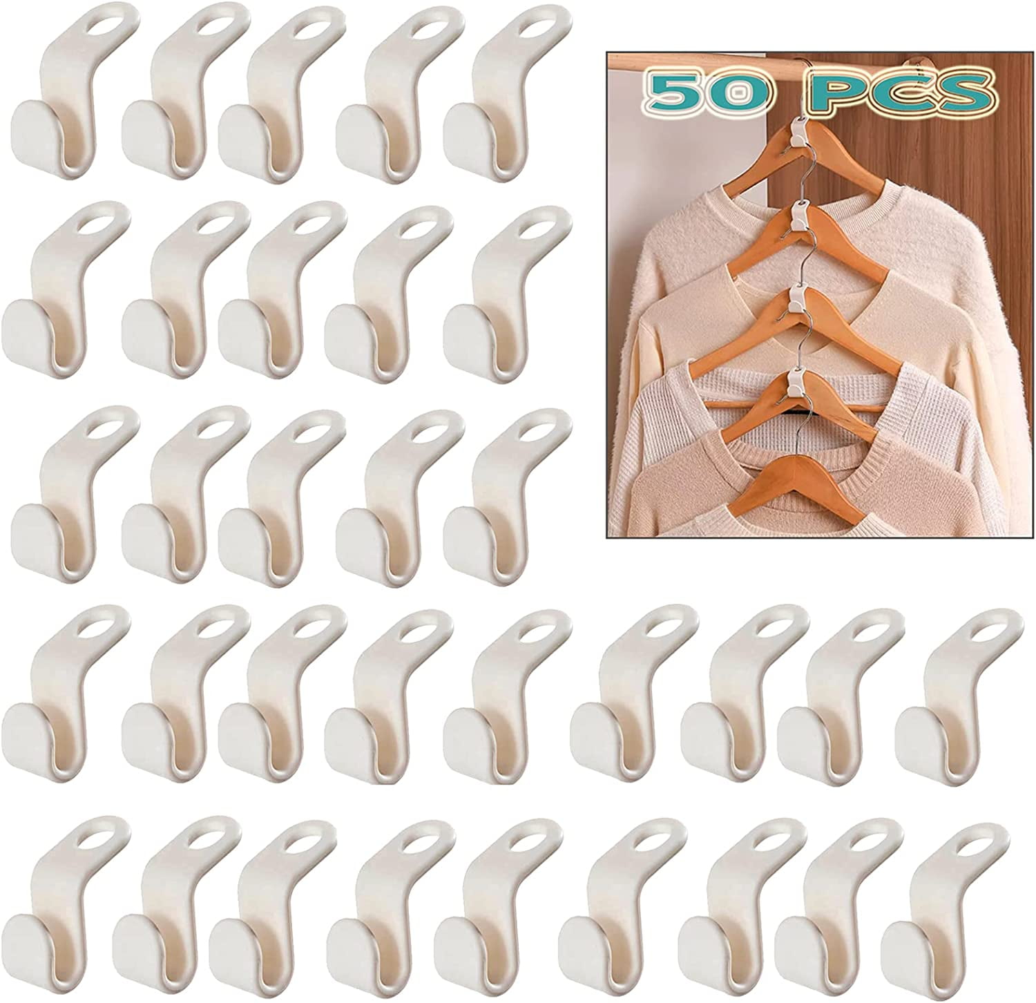 Clothes Hanger Connector Hooks,50 Pcs Hanger Hooks,Hanger Extender ...