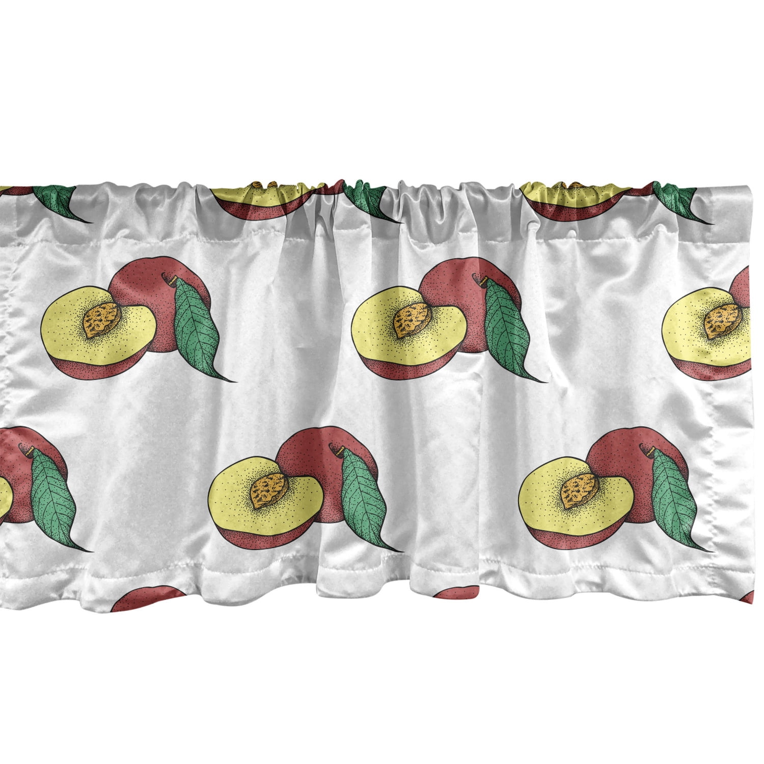 Fruit Window Valance Pack of 2, Peach Slices Healthy Vitamins Graphic ...