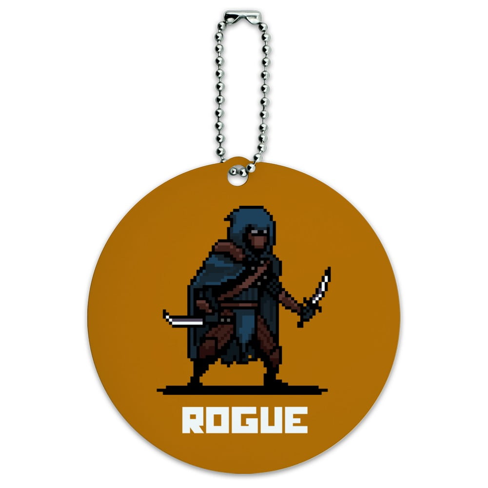 8-Bit Pixel Retro Rogue Thief Assassin Games RPG Round Luggage ID Tag ...