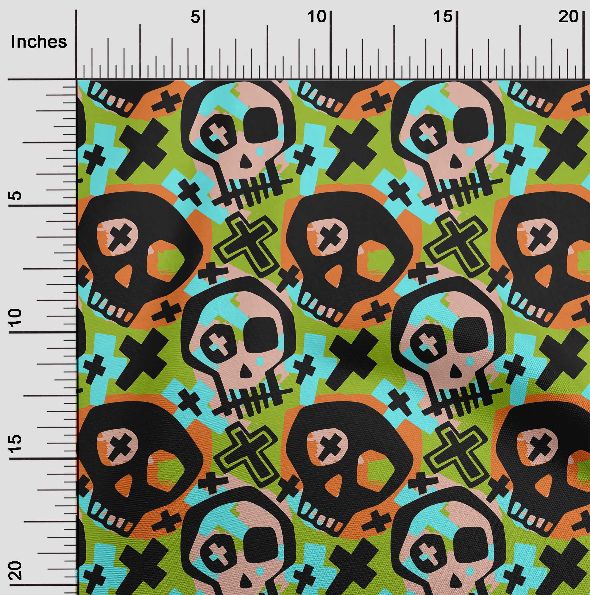 oneOone Cotton Jersey Light Green Fabric Skull Diy Clothing Quilting ...