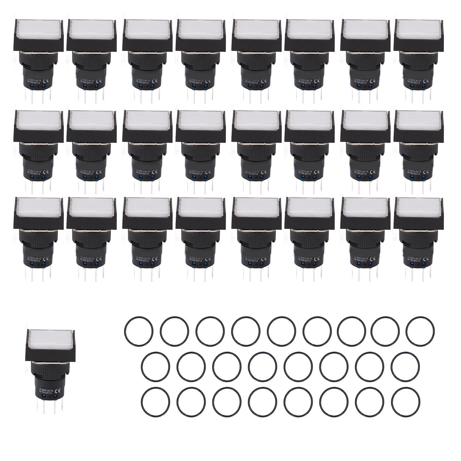 25 Pcs Industrial Push Button Switch Self Locking Push Button Switch ...