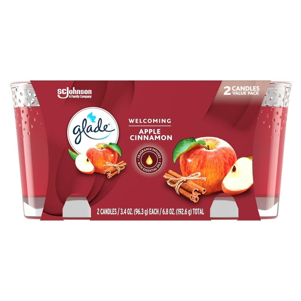 Glade Jar Candle 2 CT, Apple Cinnamon, 6.8 OZ Total, Air Freshener ...