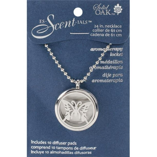 Solid Oak ESS-007 Round Locket with Butterfly Design ES-Scent-IALS ...