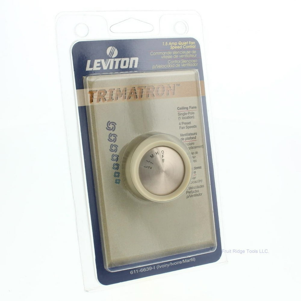 Leviton Ivory Quiet Rotary Fan Speed Control 1.5A Single Pole 6639-I ...