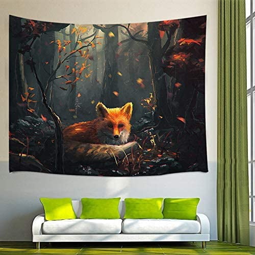 Painting Animal Lover Fox in The Forest Wall Art Home Decor, Tapestry ...