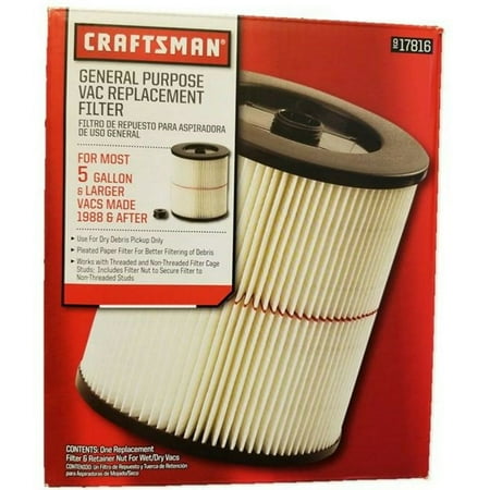 Craftsman 9-17816 OEM Filter Fits Current Craftsman Vacuums 5 Gallons ...